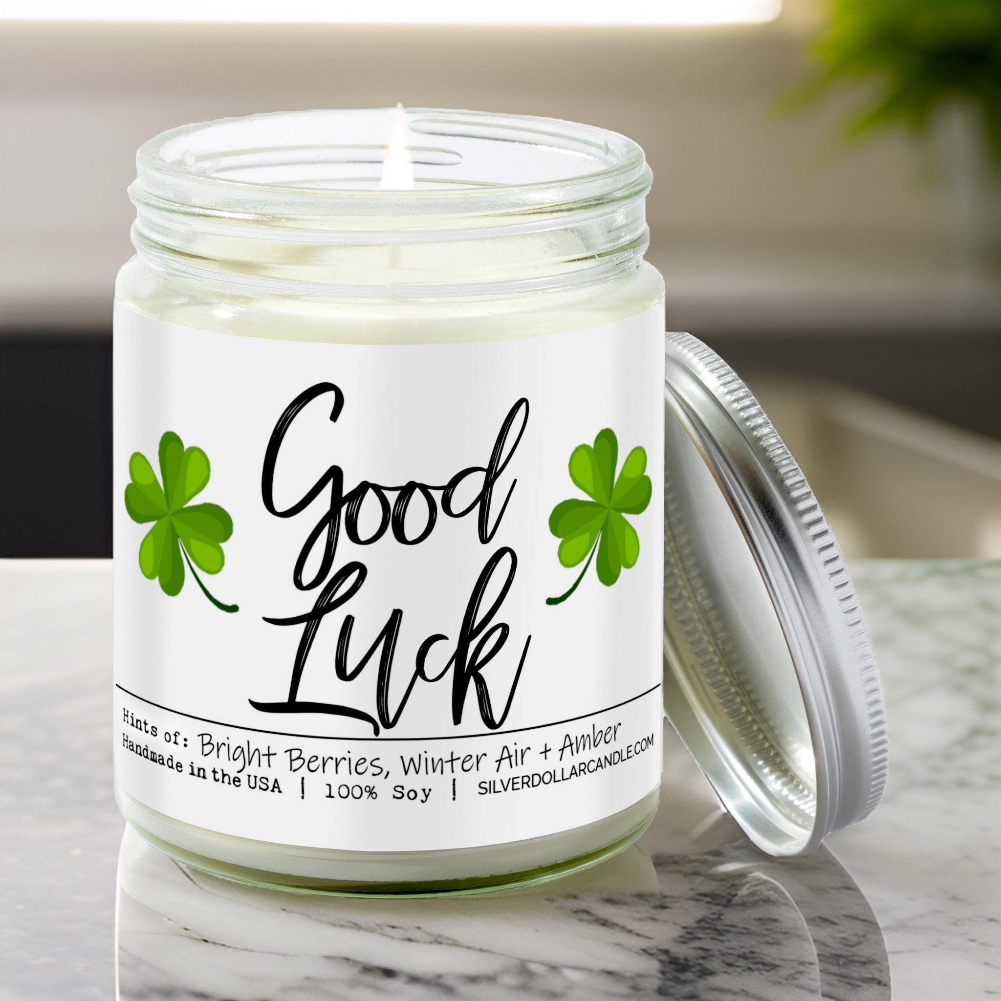 Good Luck Candle - 9oz Soy Wax Candle, Balsam & Berry with Citrus Cris ...